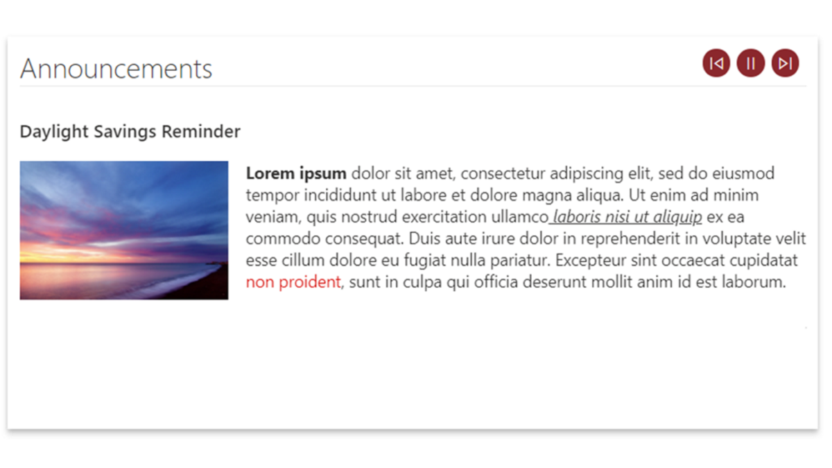 Announcements Carousel SharePoint Web Part Coming Soon